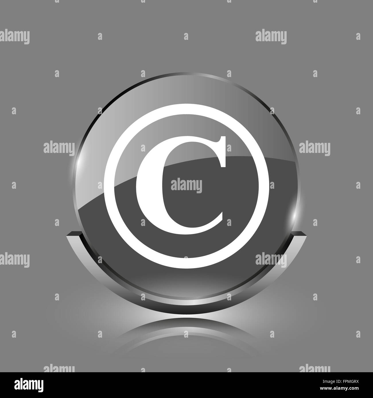 Copyright icon. Shiny glossy internet button on grey background Stock ...
