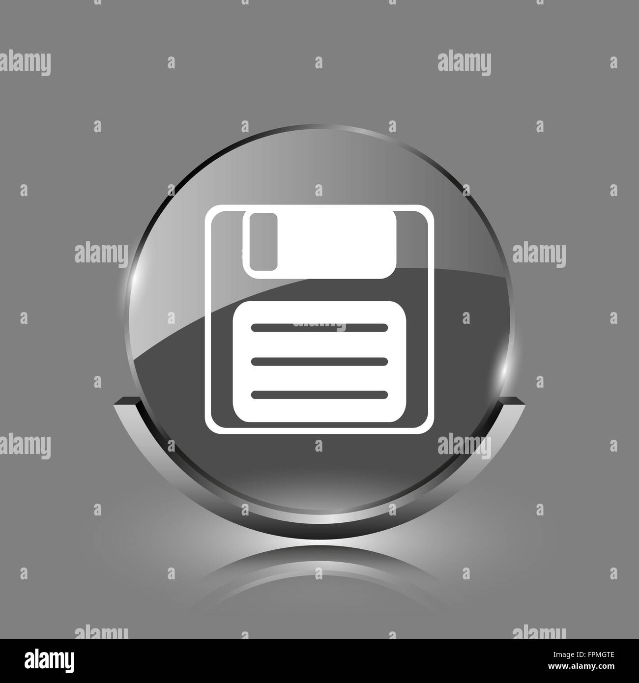 Save icon. Shiny glossy internet button on grey background Stock Photo ...