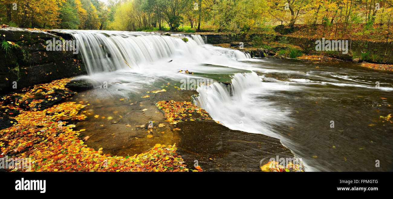 Germany, Thuringia, waterfall on the river Schwarza in the Schwarzatal ...