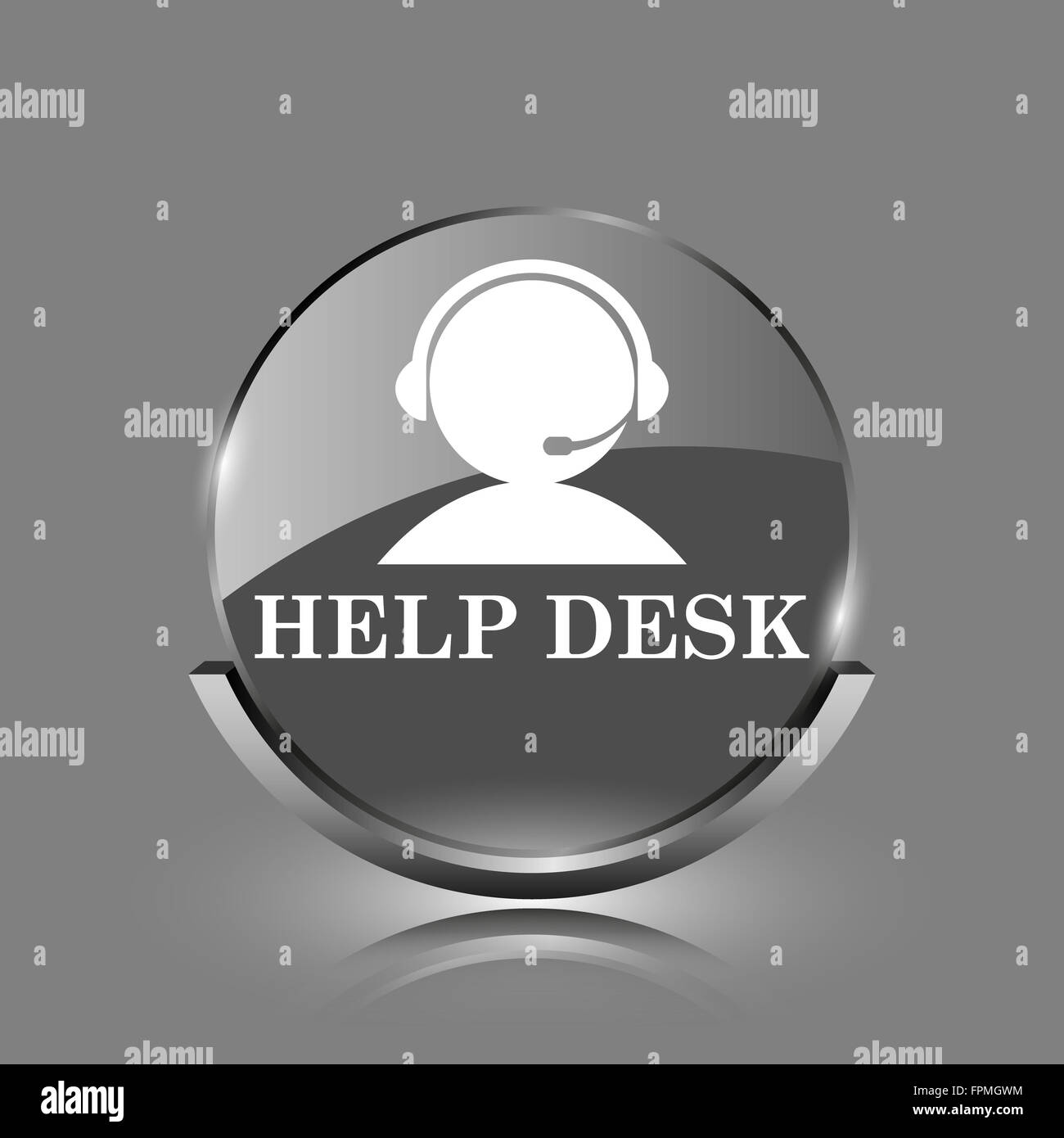 Helpdesk icon. Shiny glossy internet button on grey background Stock ...