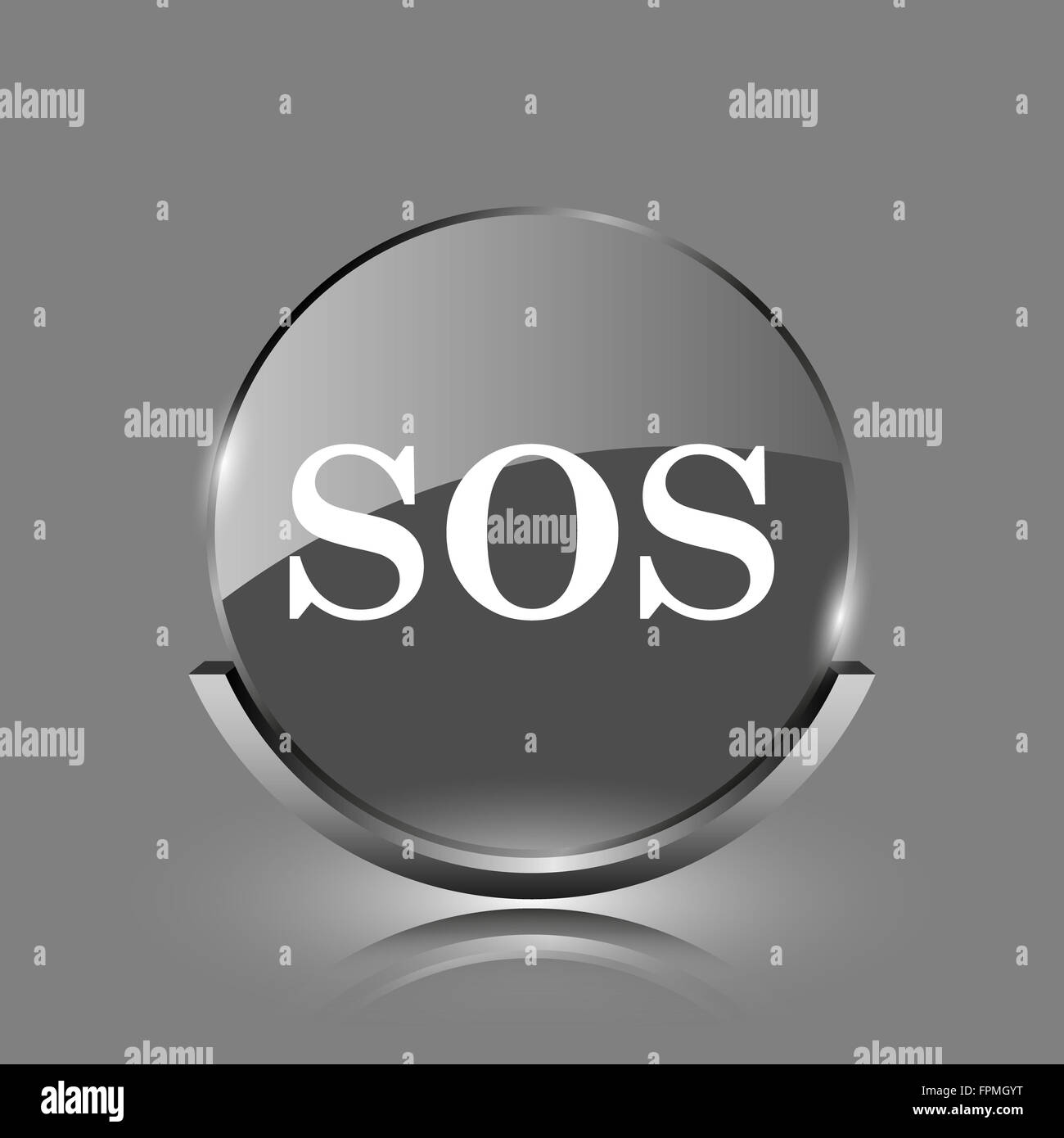 SOS icon. Shiny glossy internet button on grey background Stock Photo ...