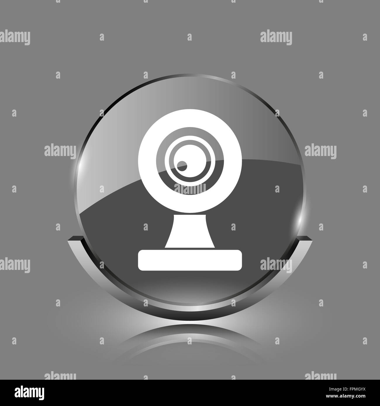 Webcam icon. Shiny glossy internet button on grey background Stock ...