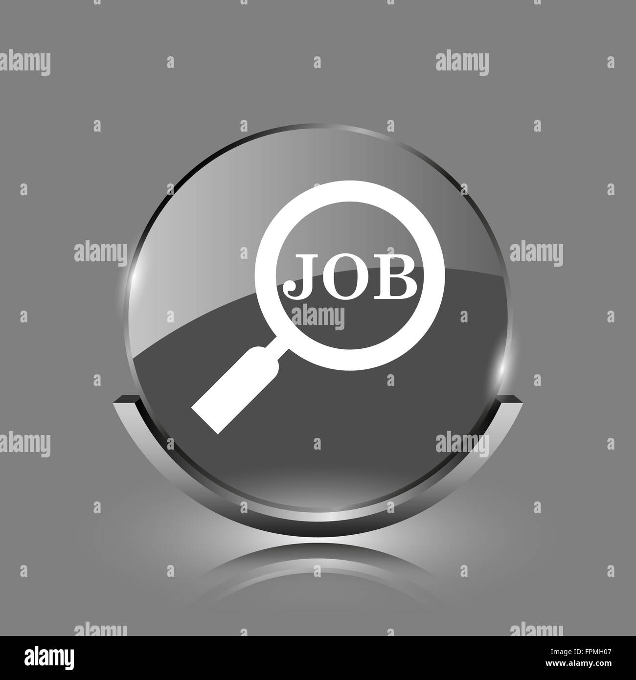 Search for job icon. Shiny glossy internet button on grey background ...