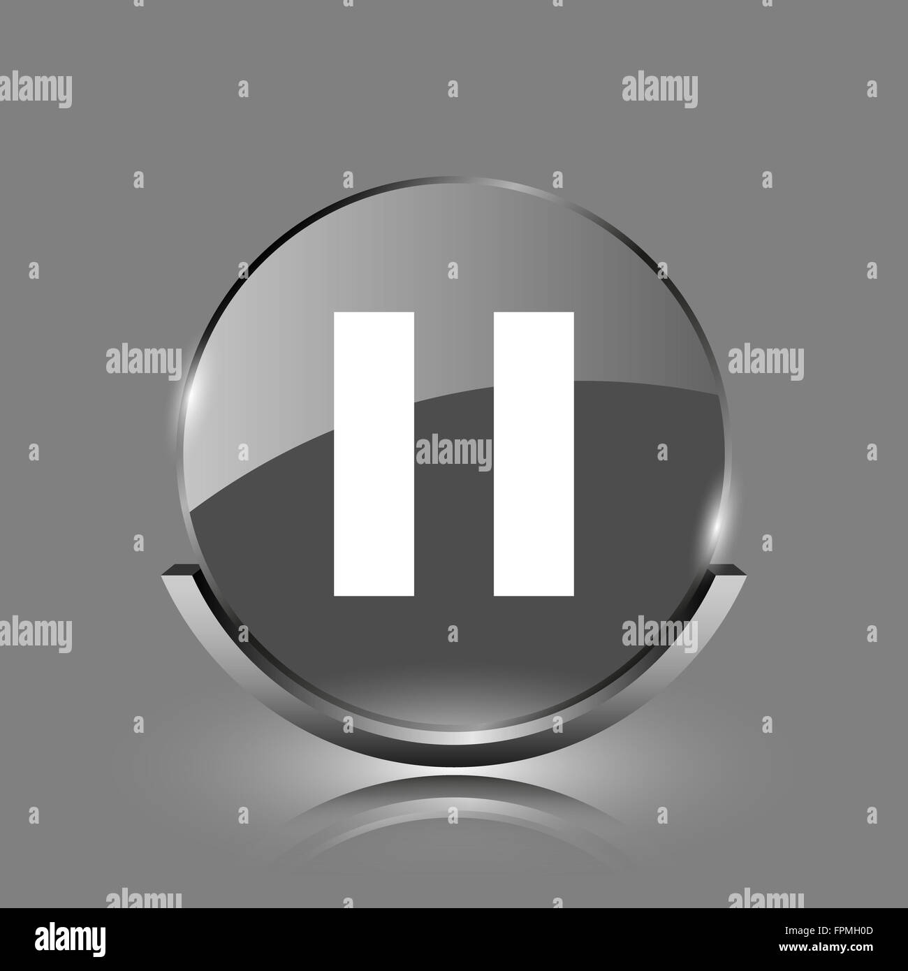 Pause icon. Shiny glossy internet button on grey background Stock Photo ...