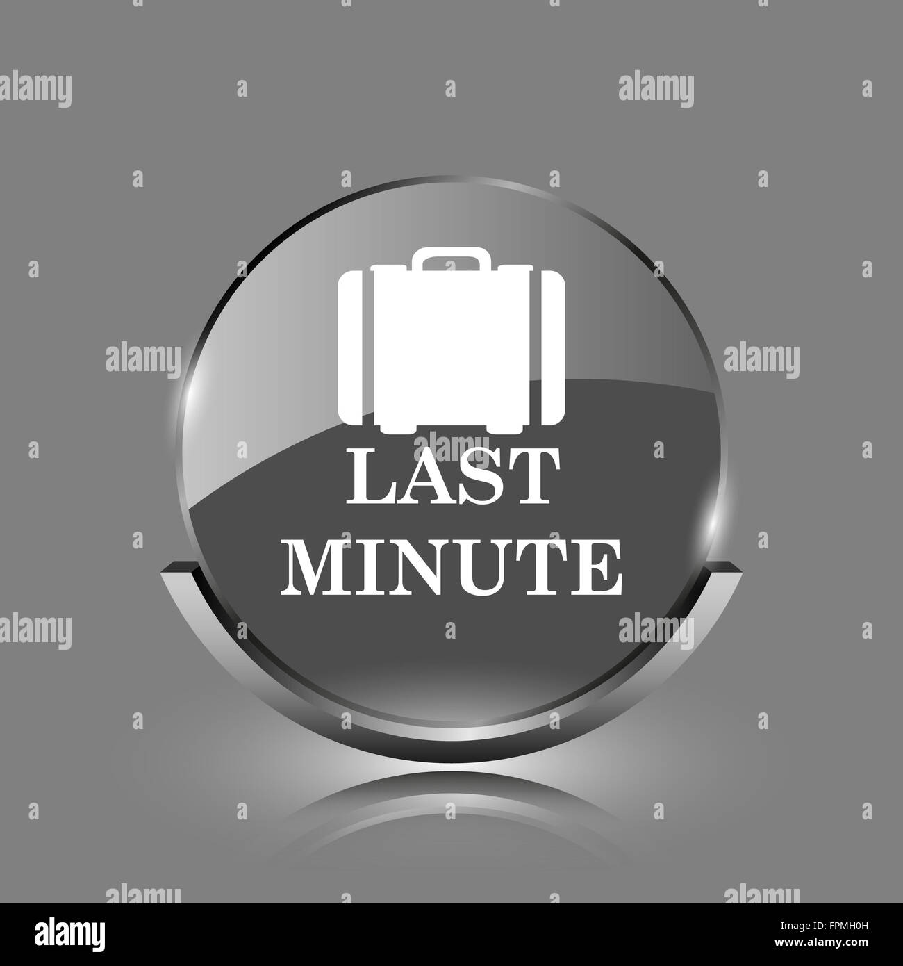 Last minute icon. Shiny glossy internet button on grey background Stock ...