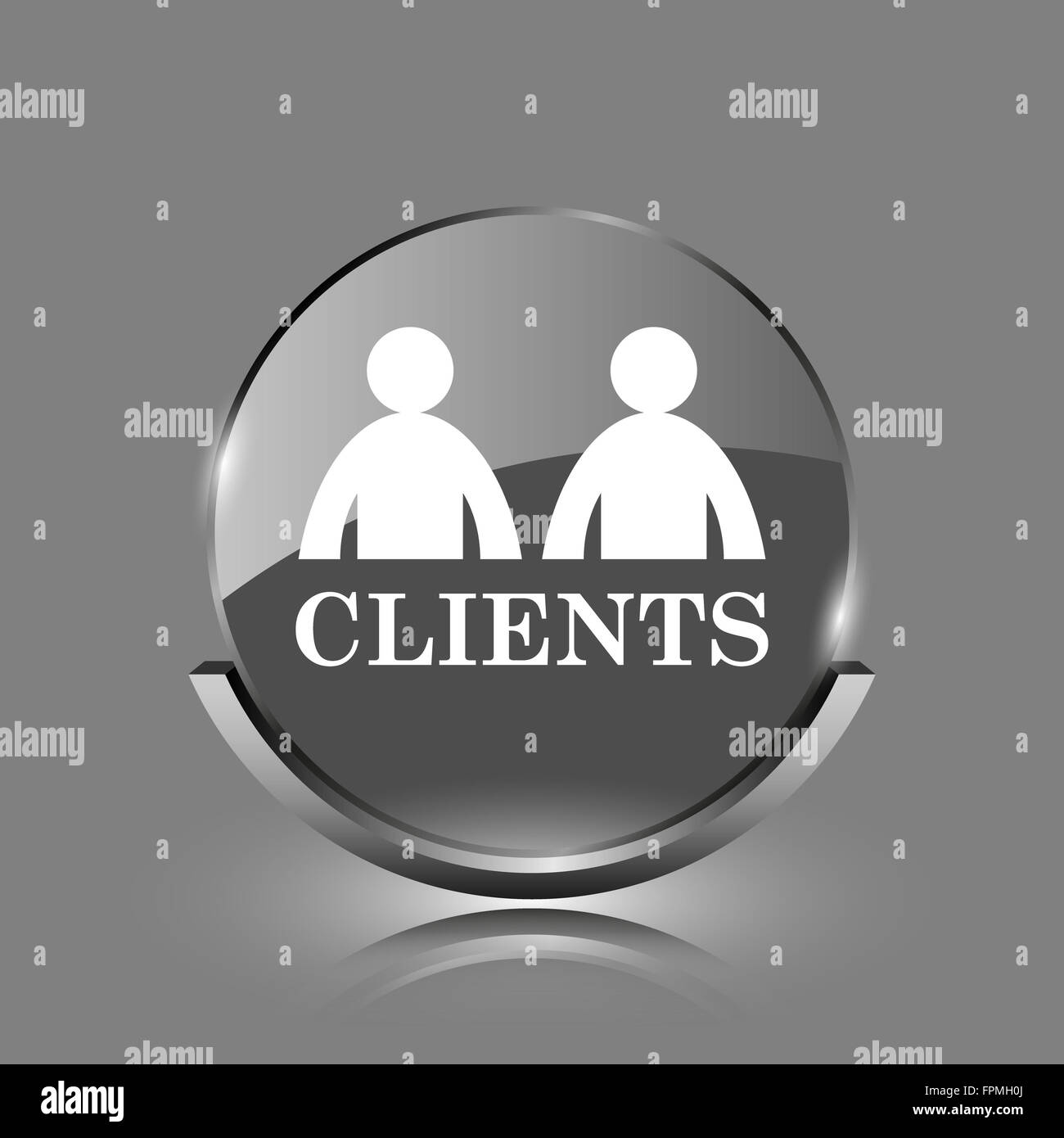 Clients icon. Shiny glossy internet button on grey background Stock ...