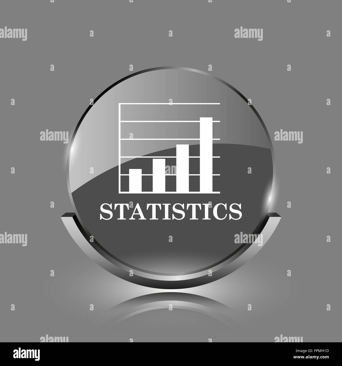 Statistics icon. Shiny glossy internet button on grey background Stock ...