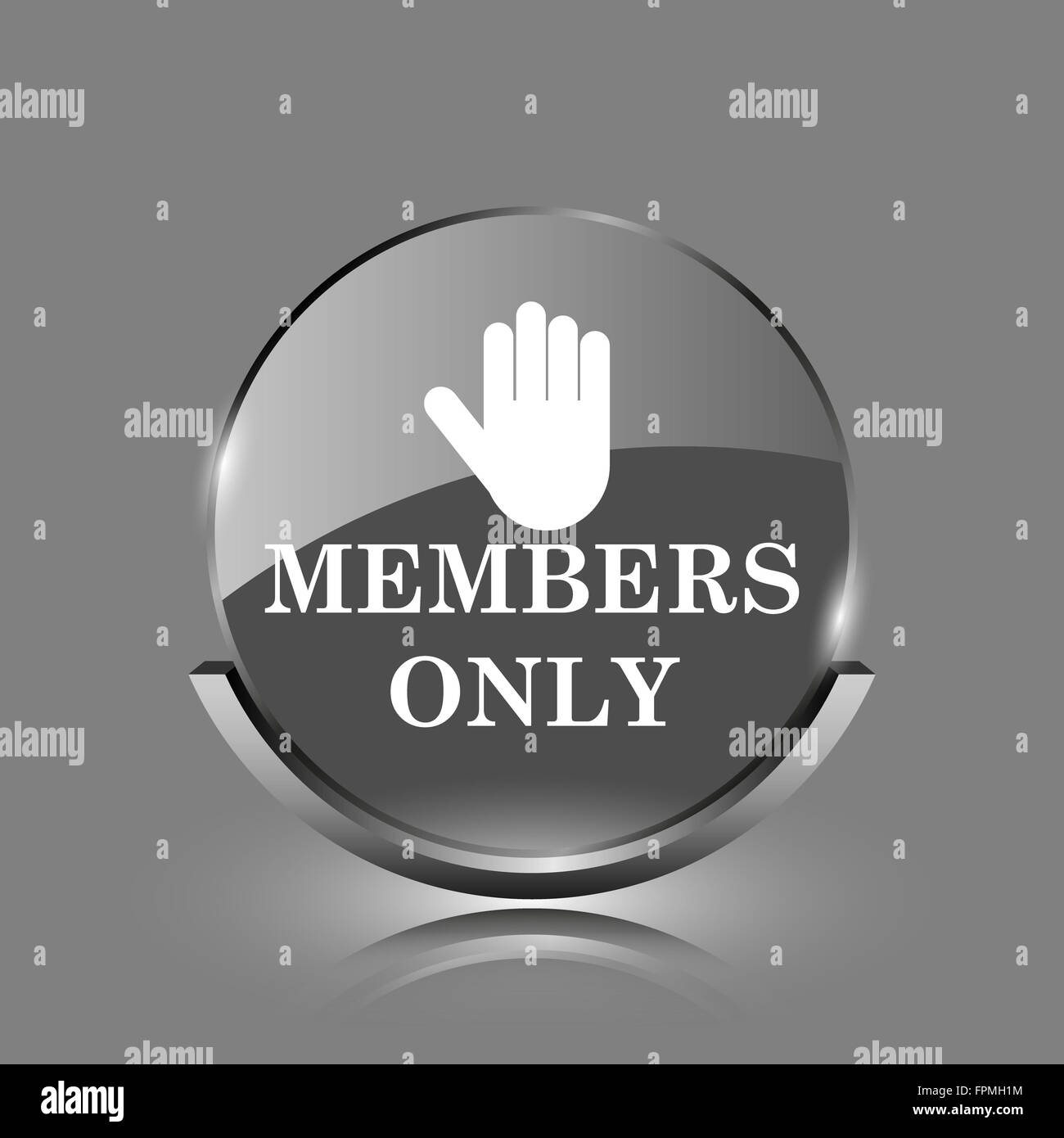 Members only icon. Shiny glossy internet button on grey background ...