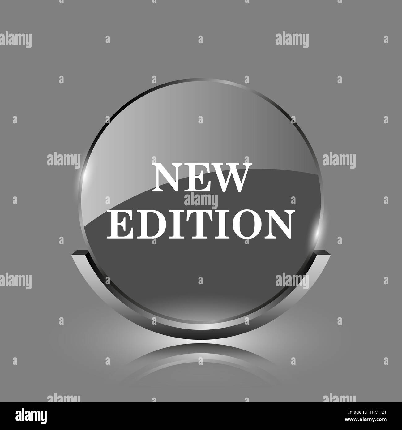 New edition icon. Shiny glossy internet button on grey background Stock ...