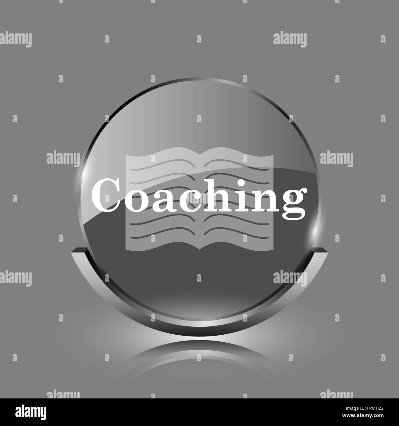Coaching icon. Shiny glossy internet button on grey background Stock ...