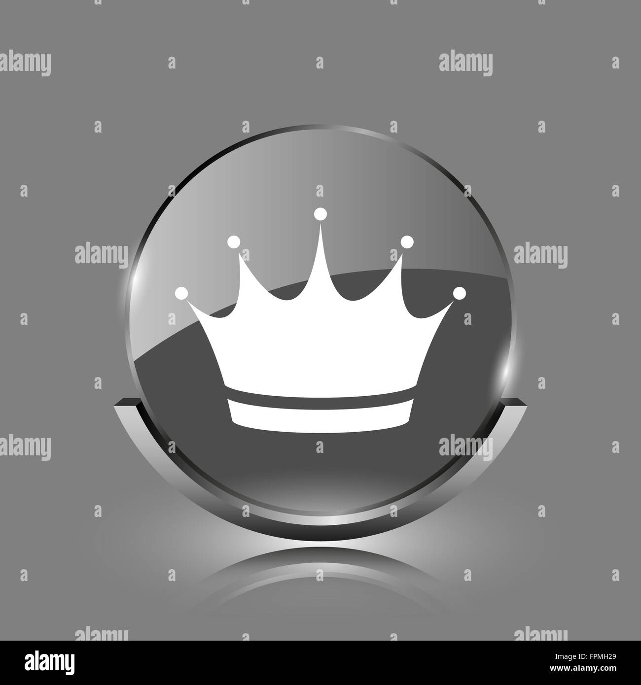 Crown icon. Shiny glossy internet button on grey background Stock Photo ...