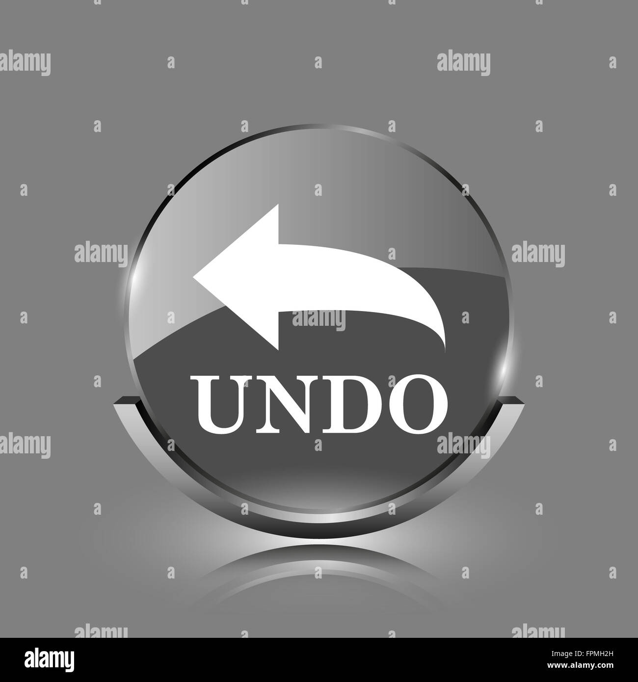 Undo icon. Shiny glossy internet button on grey background Stock Photo ...