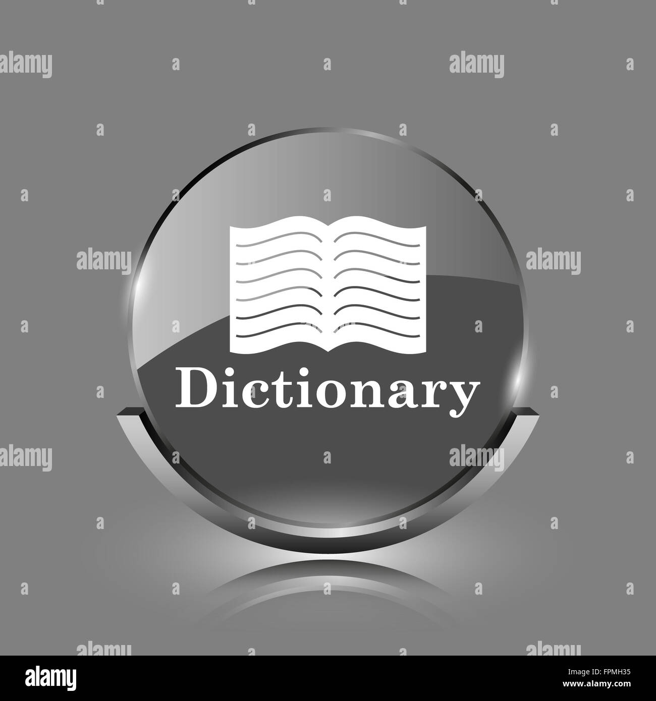 Dictionary icon. Shiny glossy internet button on grey background Stock ...