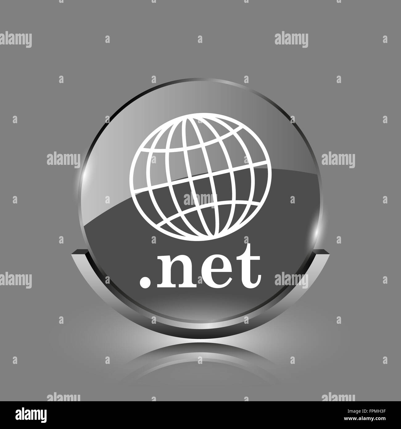 .net icon. Shiny glossy internet button on grey background Stock Photo ...