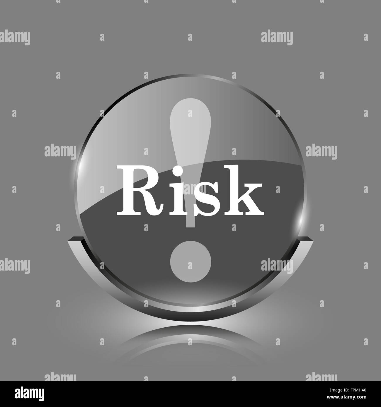Risk icon. Shiny glossy internet button on grey background Stock Photo ...