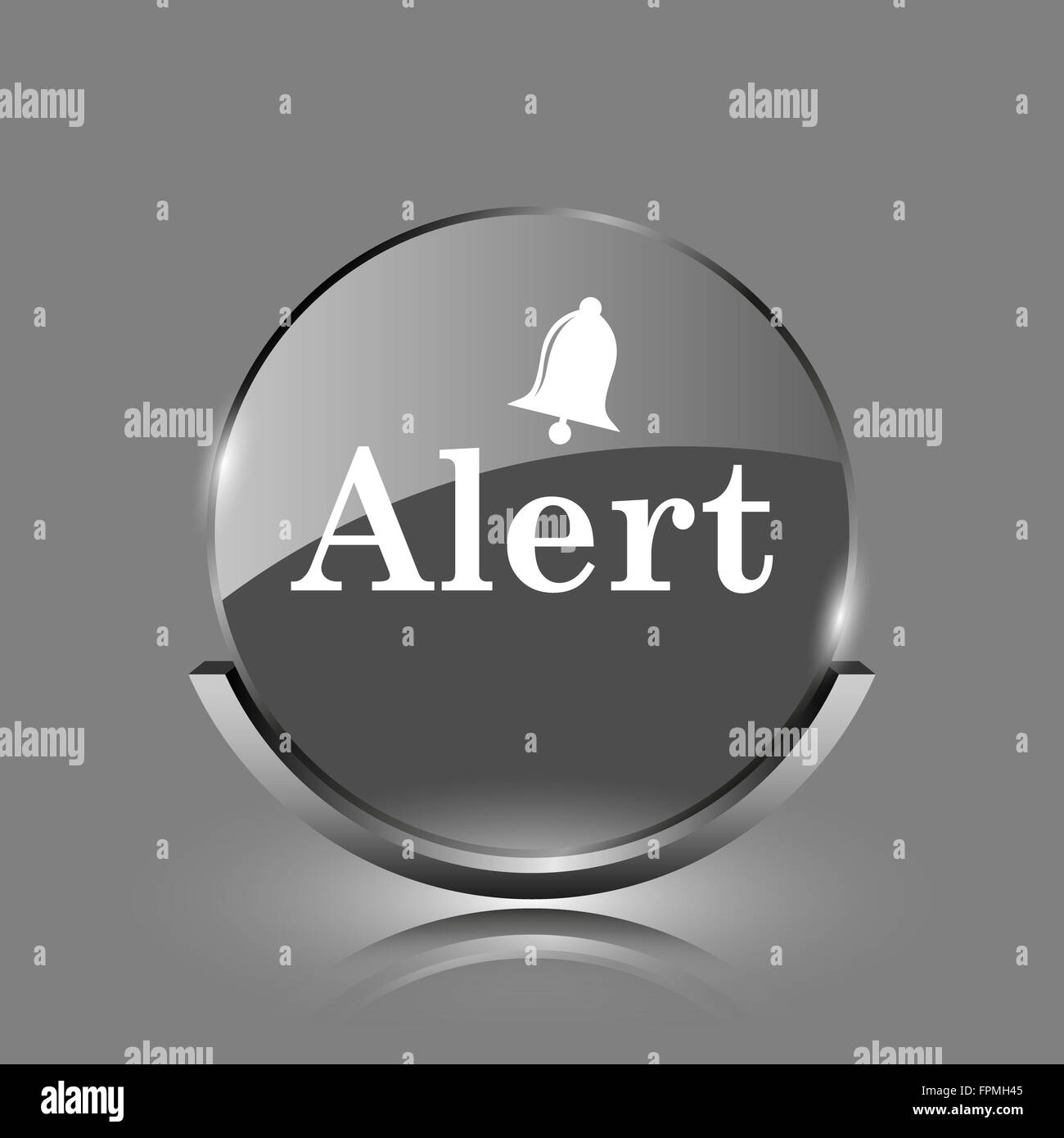 Alert icon. Shiny glossy internet button on grey background Stock Photo ...