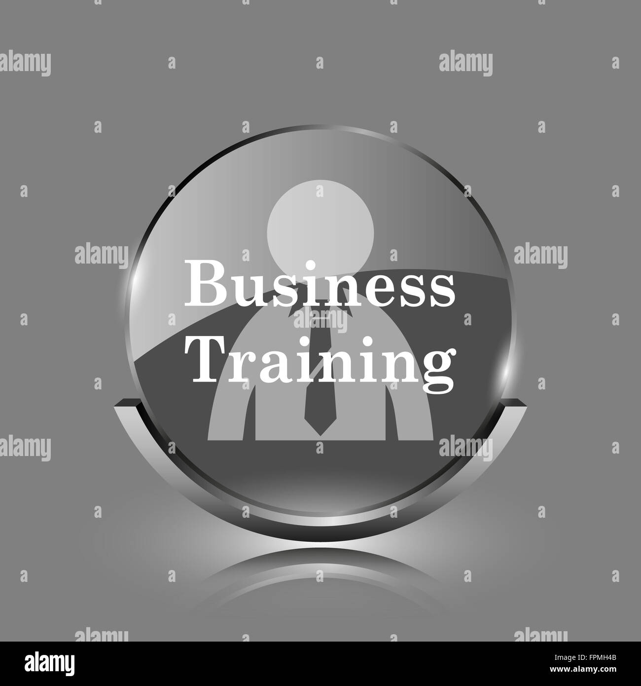 Business training icon. Shiny glossy internet button on grey background ...
