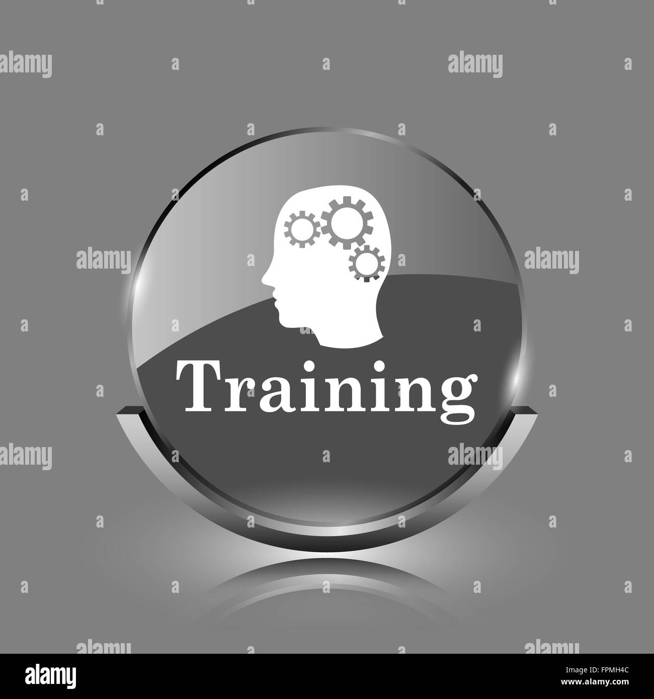 Training icon. Shiny glossy internet button on grey background Stock ...