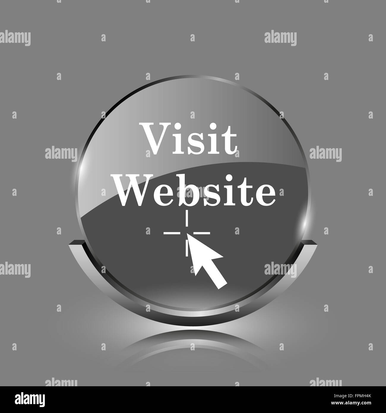 Visit website icon. Shiny glossy internet button on grey background ...