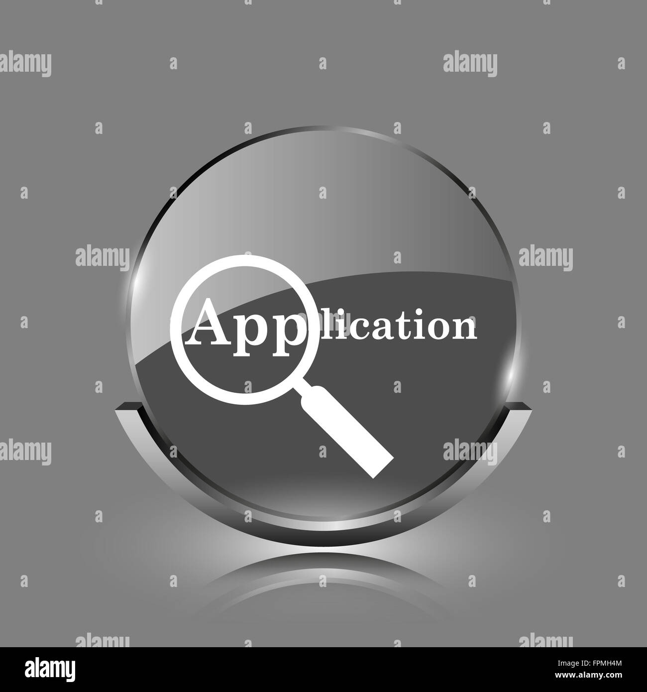 Application icon. Shiny glossy internet button on grey background Stock ...