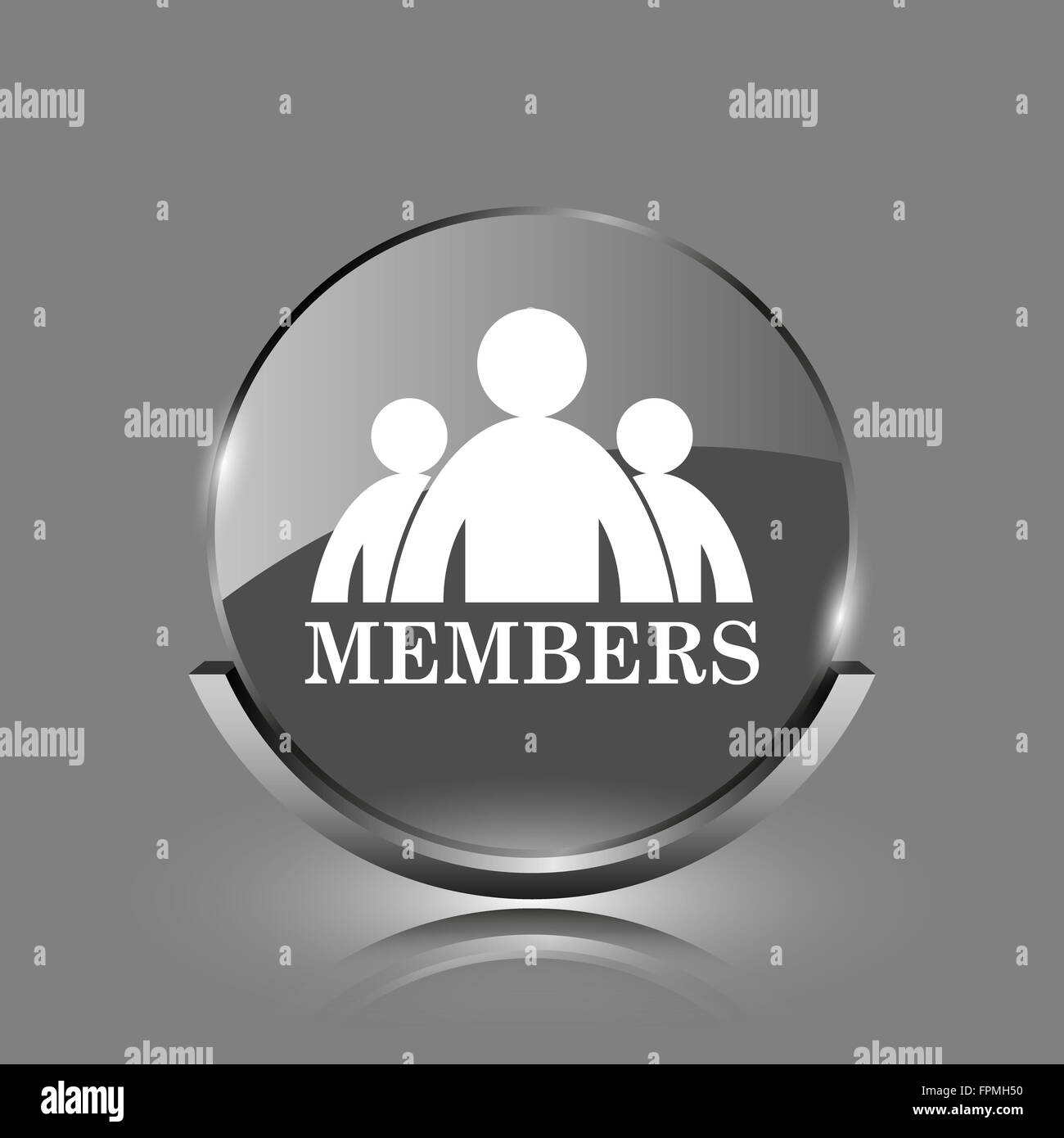 Members icon. Shiny glossy internet button on grey background Stock ...