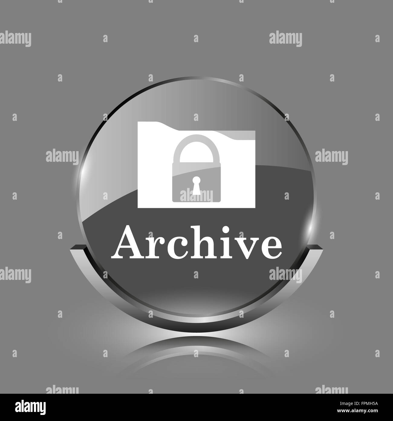 Archive icon. Shiny glossy internet button on grey background Stock ...