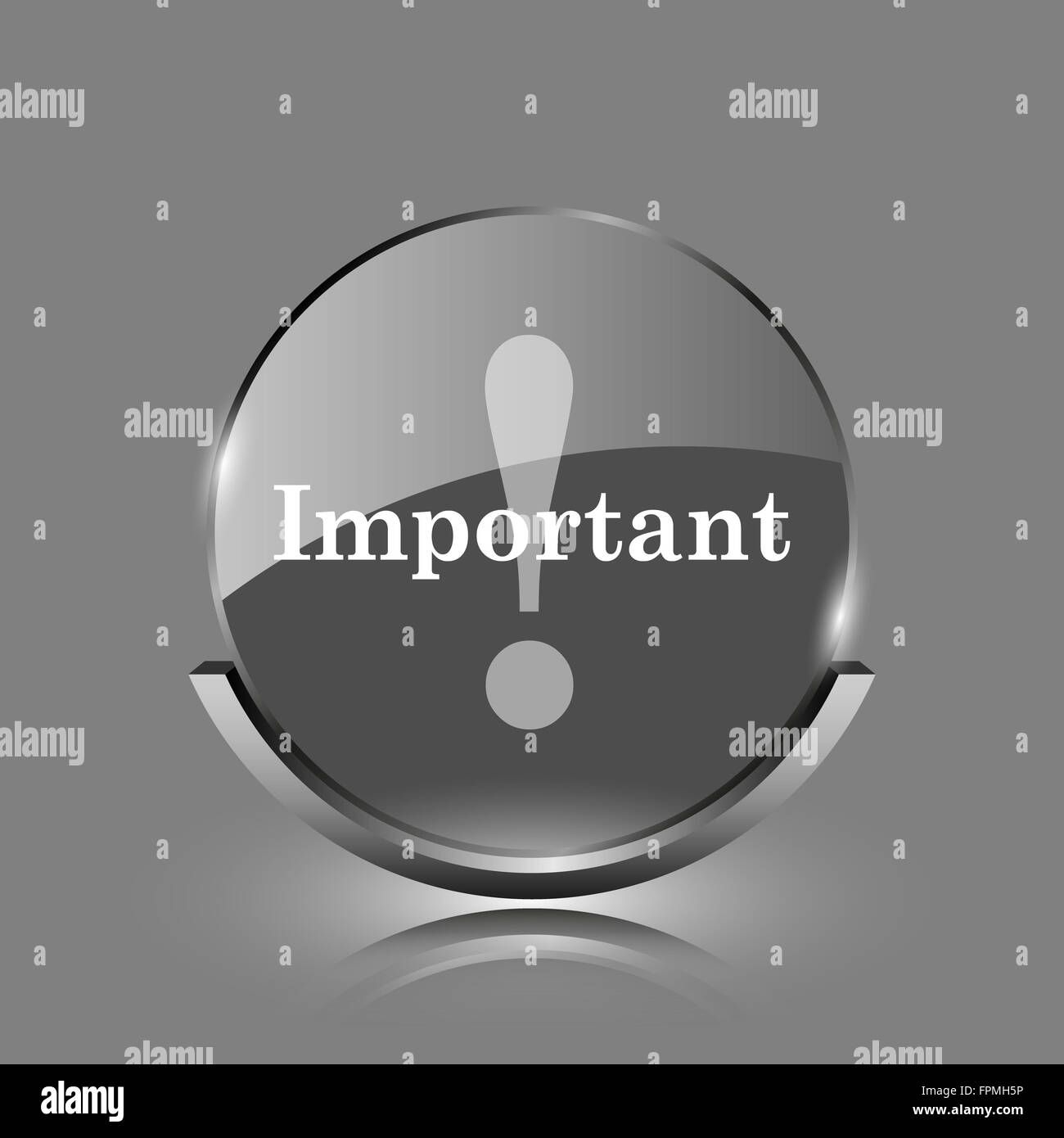 Important icon. Shiny glossy internet button on grey background Stock ...
