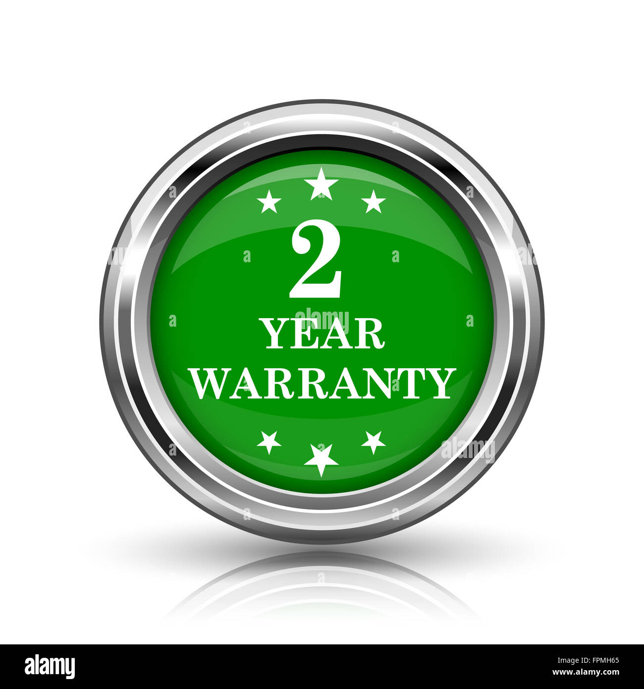 2 year warranty icon. Metallic internet button on white background ...