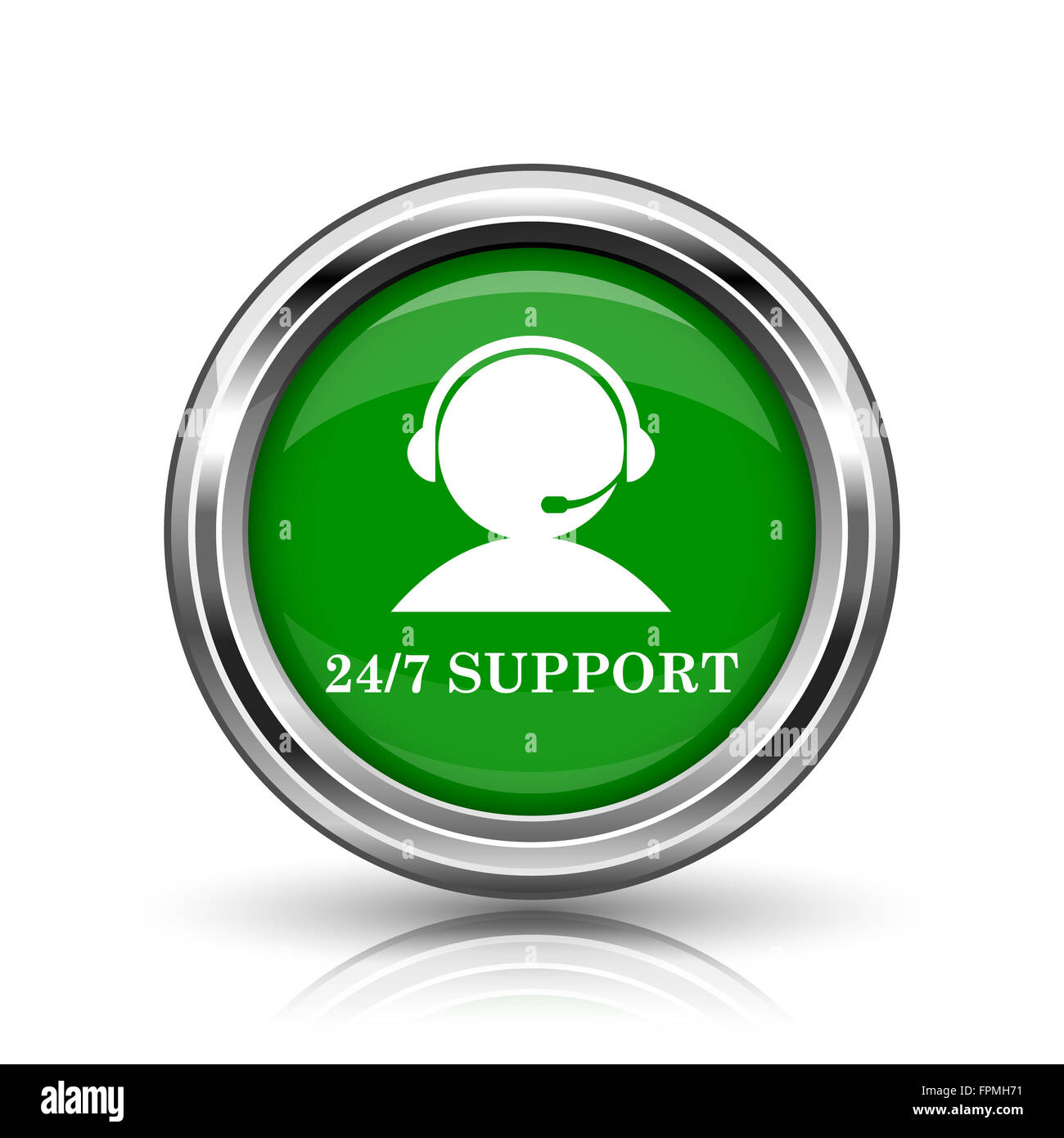 24-7 Support icon. Metallic internet button on white background Stock ...