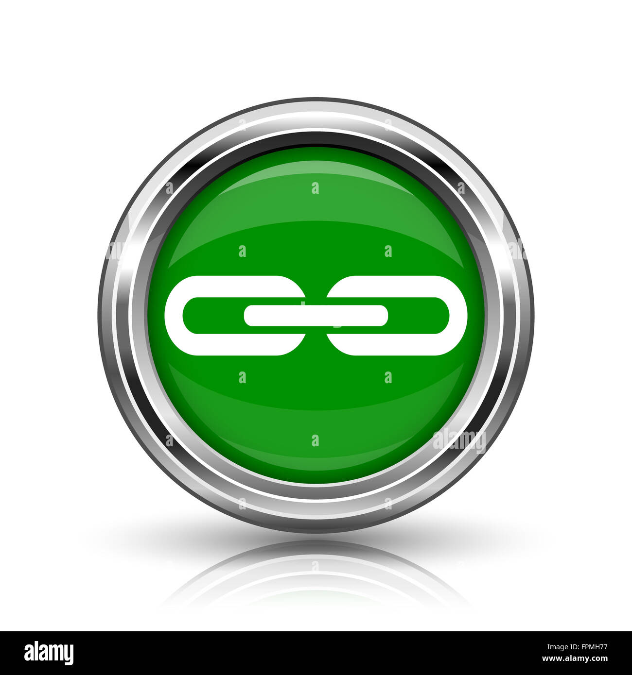 Link icon. Metallic internet button on white background Stock Photo - Alamy