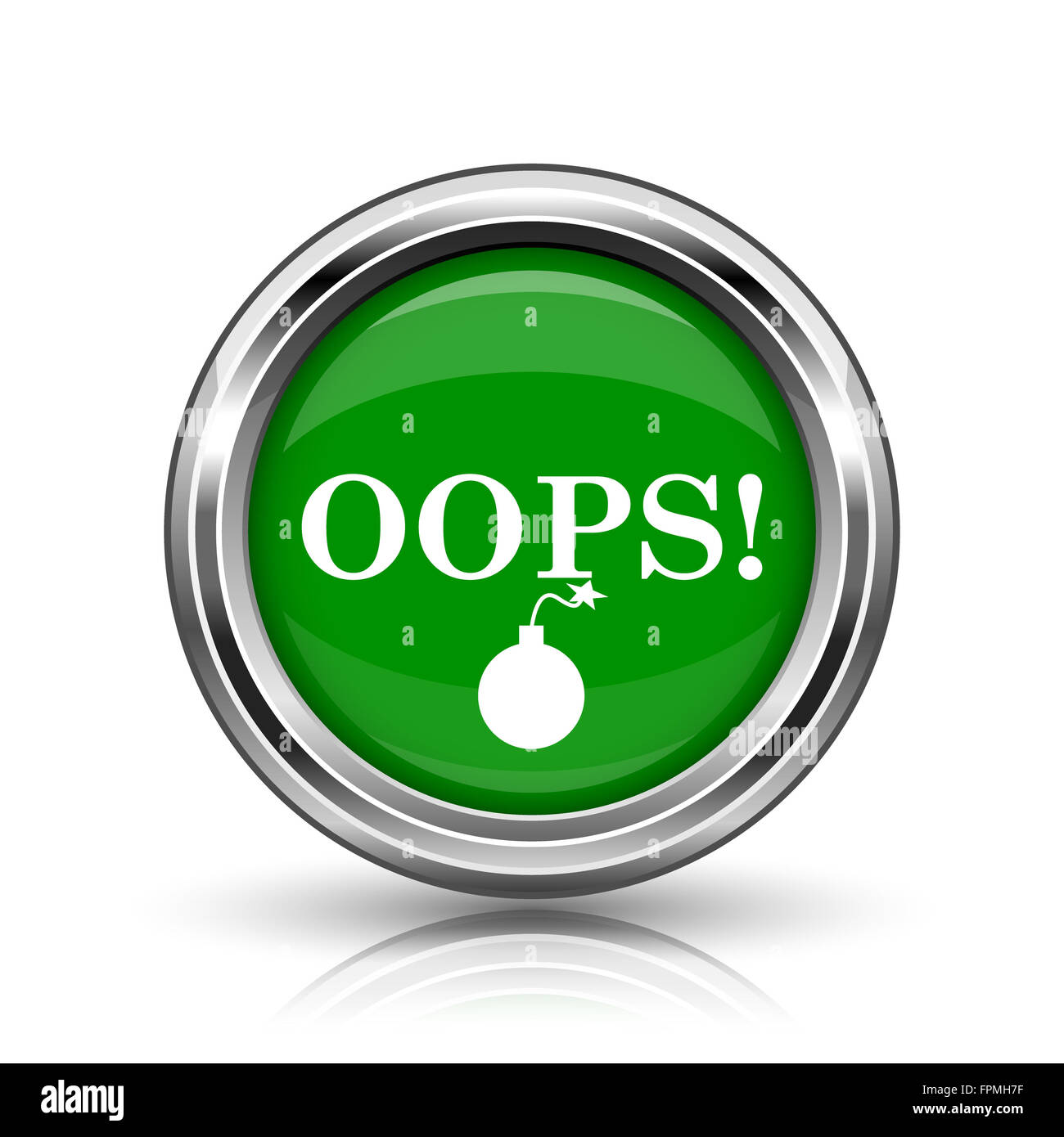 Oops icon. Metallic internet button on white background Stock Photo - Alamy