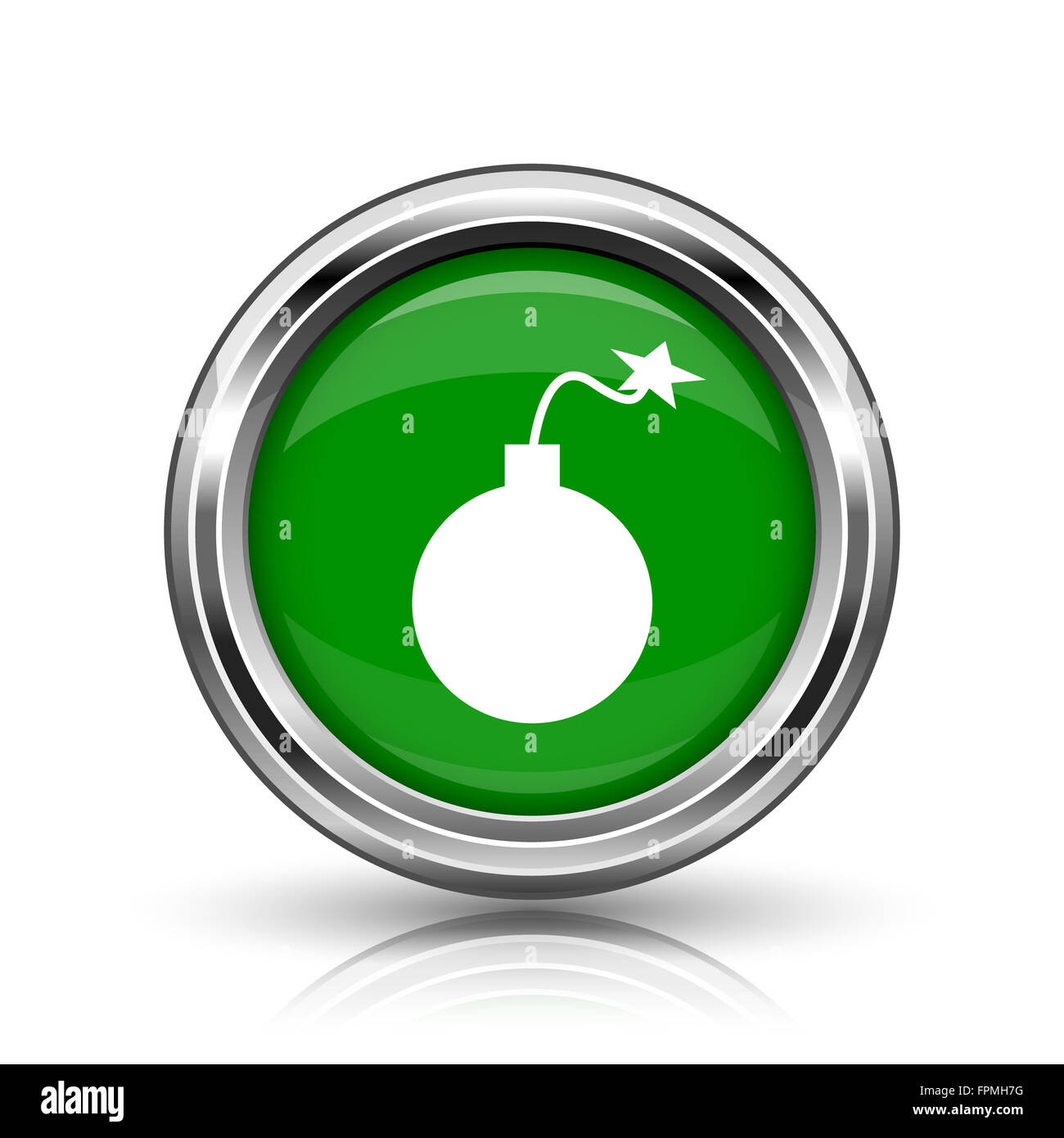 Bomb icon. Metallic internet button on white background Stock Photo - Alamy