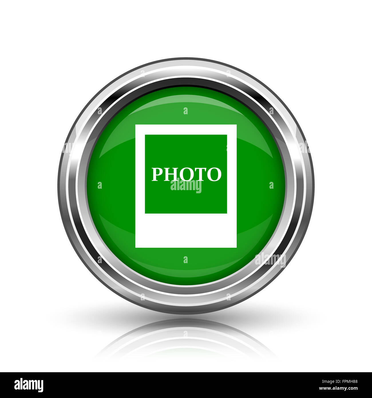 Photo icon. Metallic internet button on white background Stock Photo ...