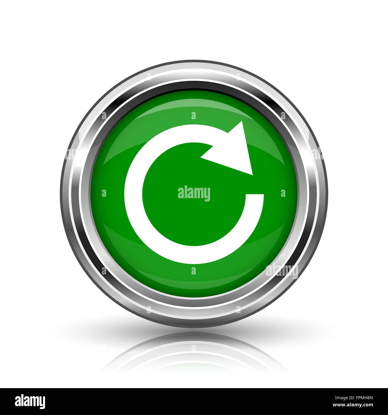 Reload one arrow icon. Metallic internet button on white background ...