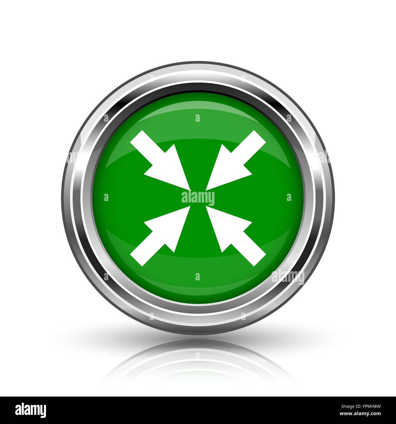 Exit full screen icon. Metallic internet button on white background Stock Photo - Alamy