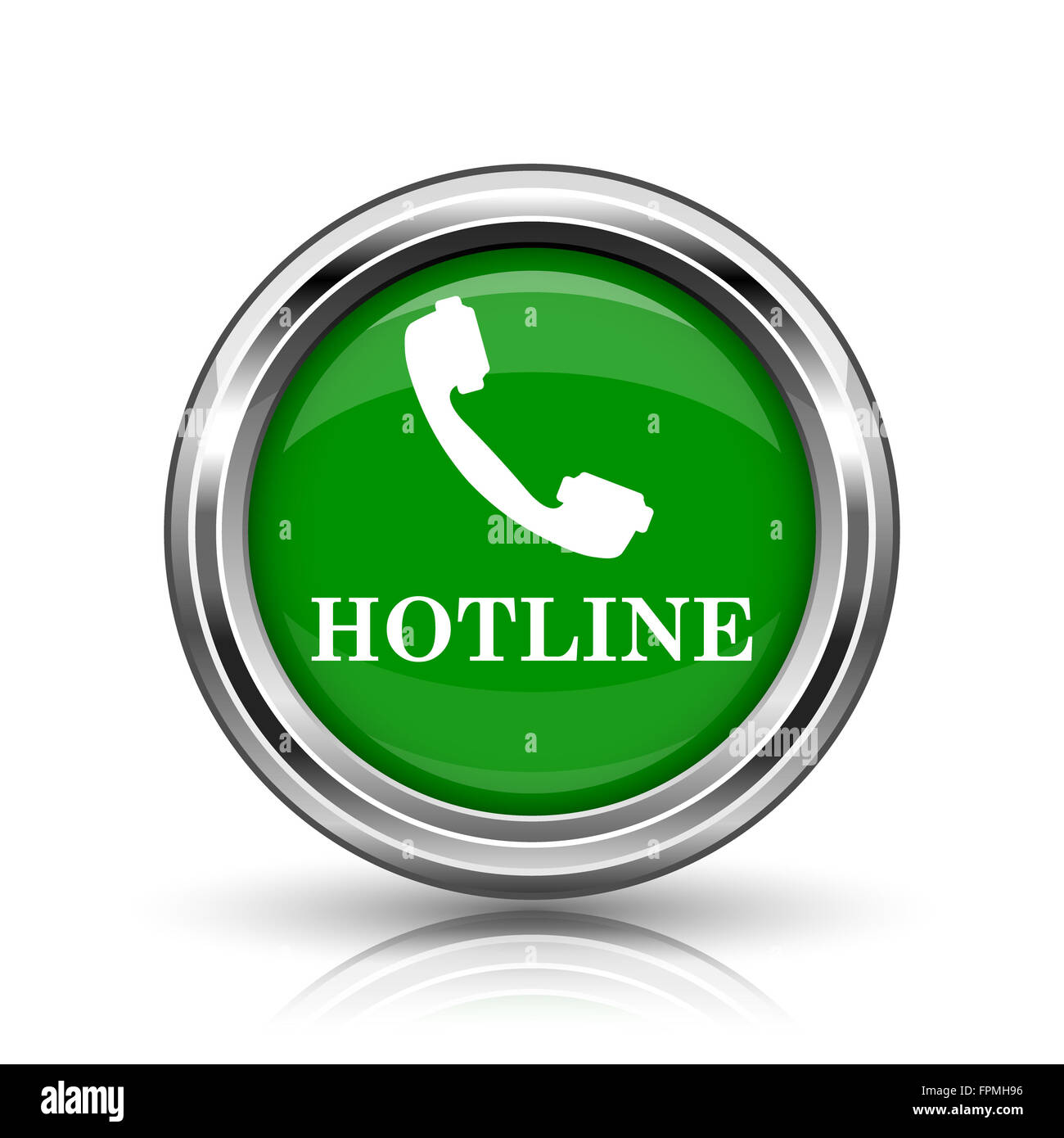 Hotline icon. Metallic internet button on white background Stock Photo ...