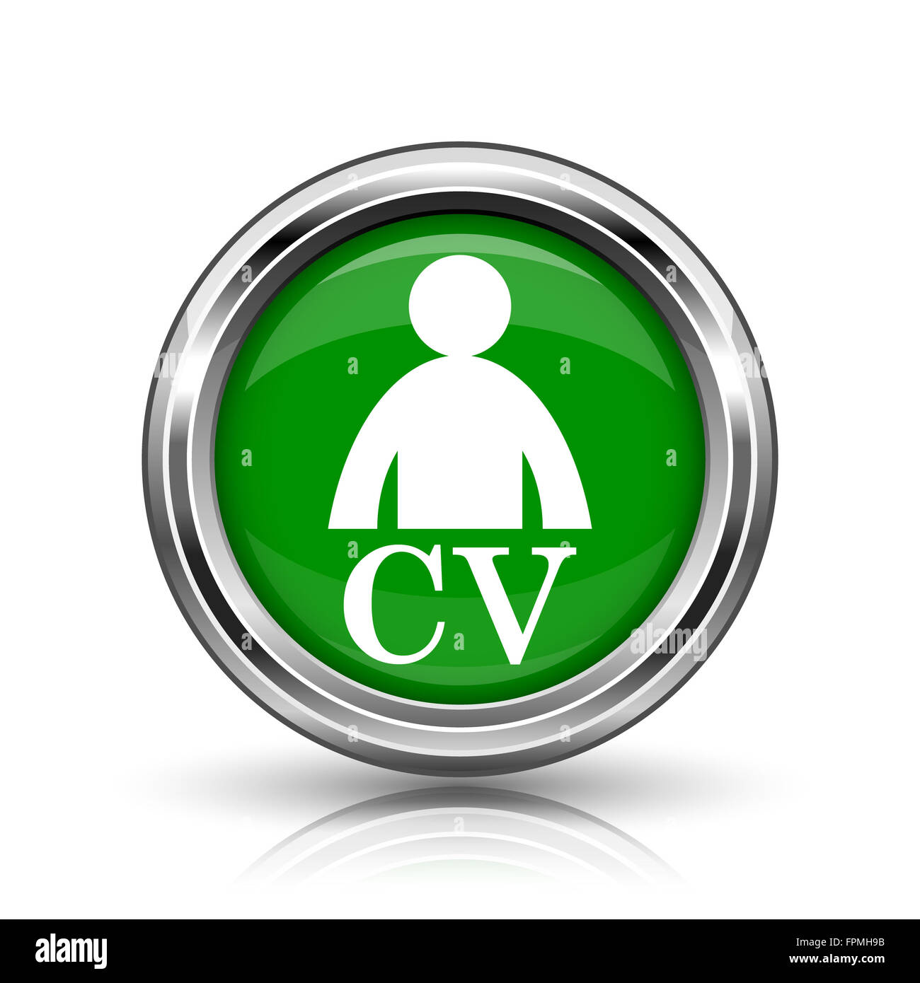 CV icon. Metallic internet button on white background Stock Photo - Alamy