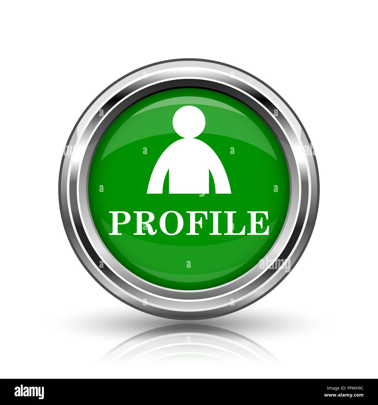 Profile icon. Metallic internet button on white background Stock Photo ...