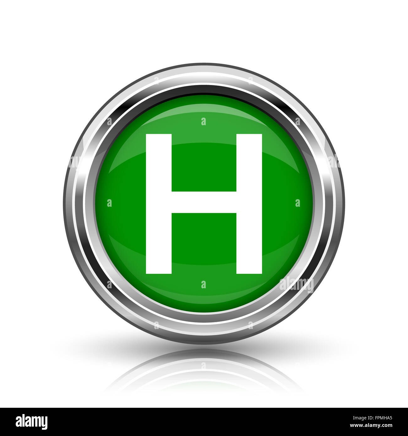 Hospital icon. Metallic internet button on white background Stock Photo ...