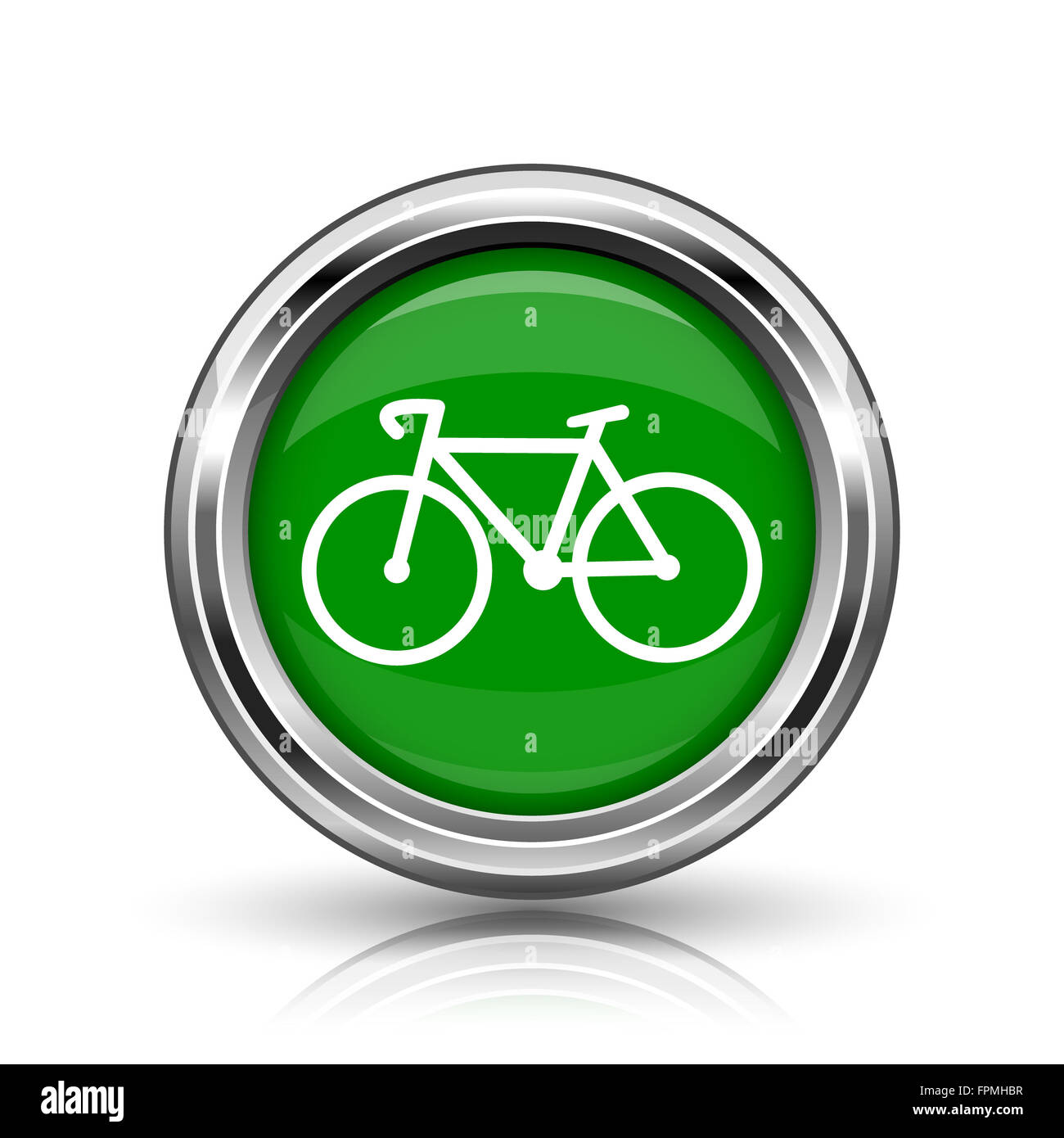 Bicycle icon. Metallic internet button on white background Stock Photo ...