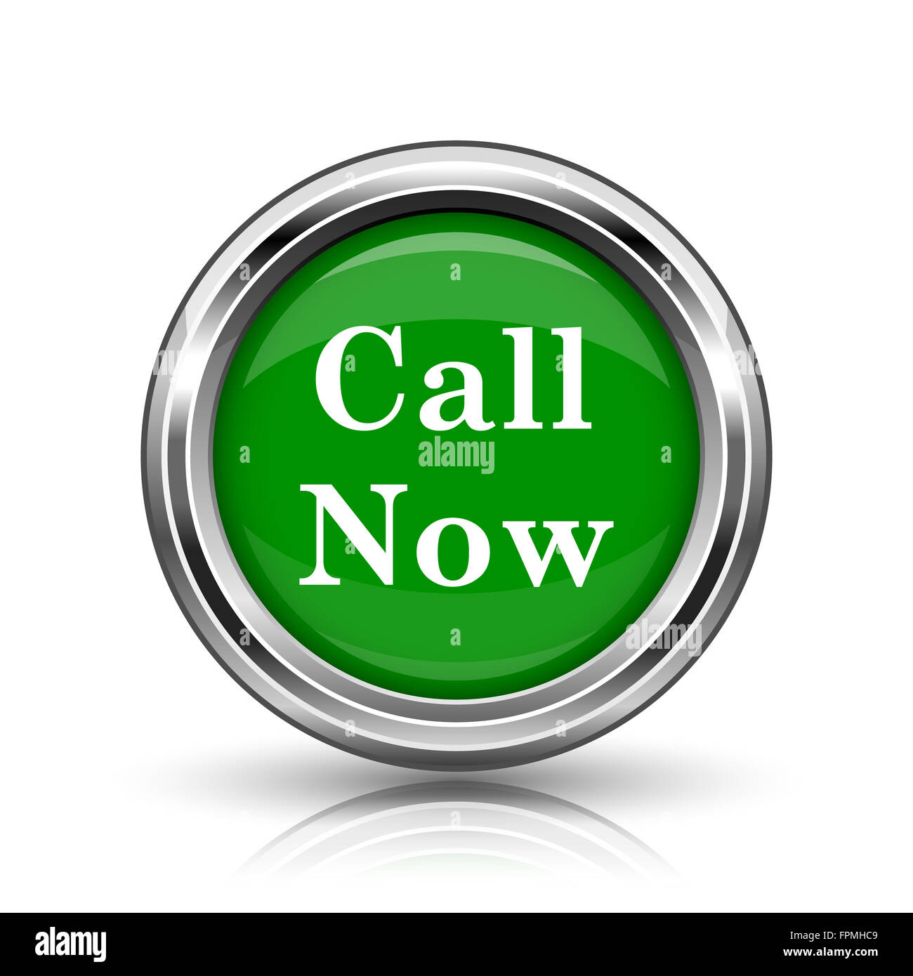 Call now icon. Metallic internet button on white background Stock Photo ...