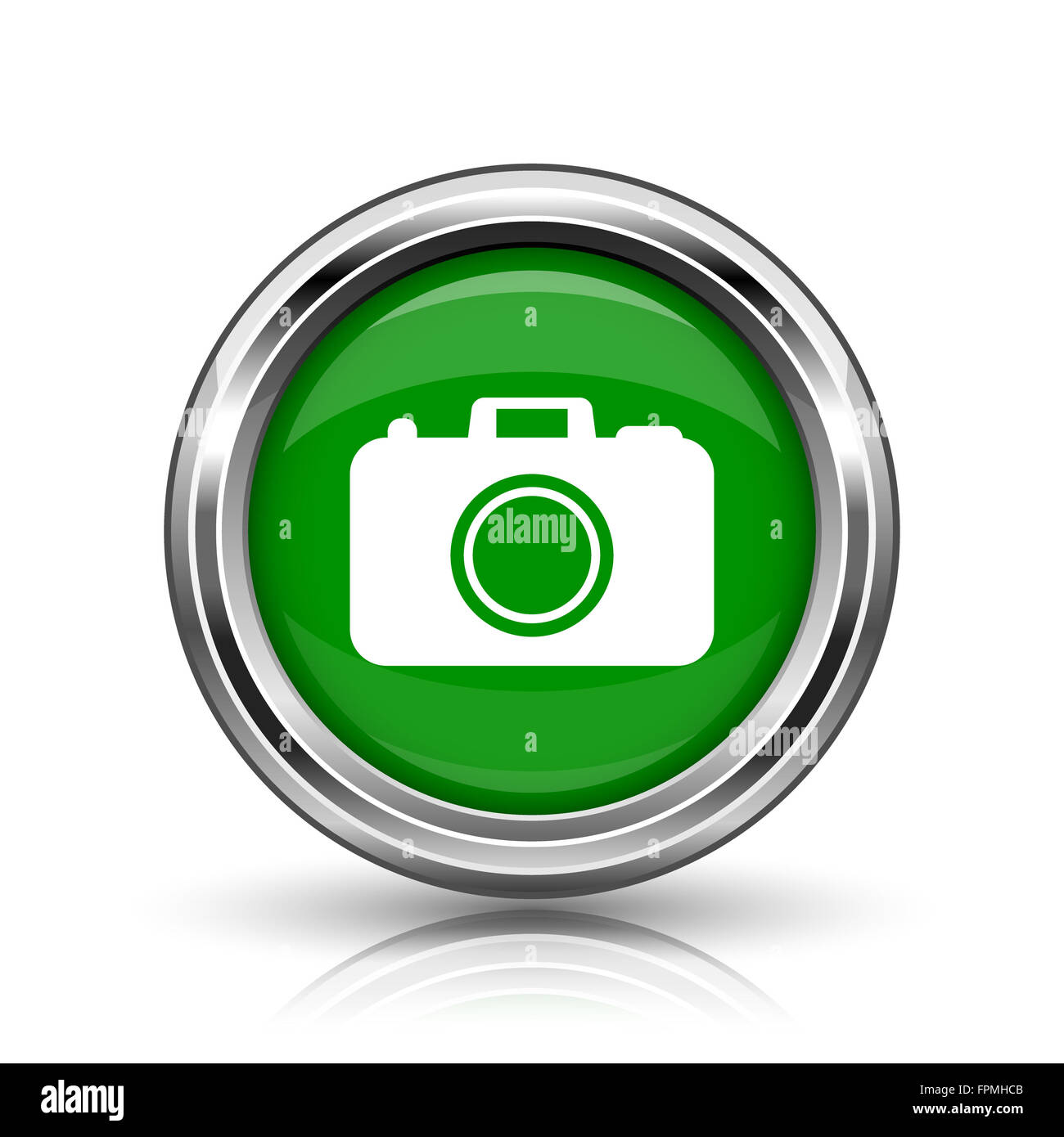 Photo camera icon. Metallic internet button on white background Stock ...