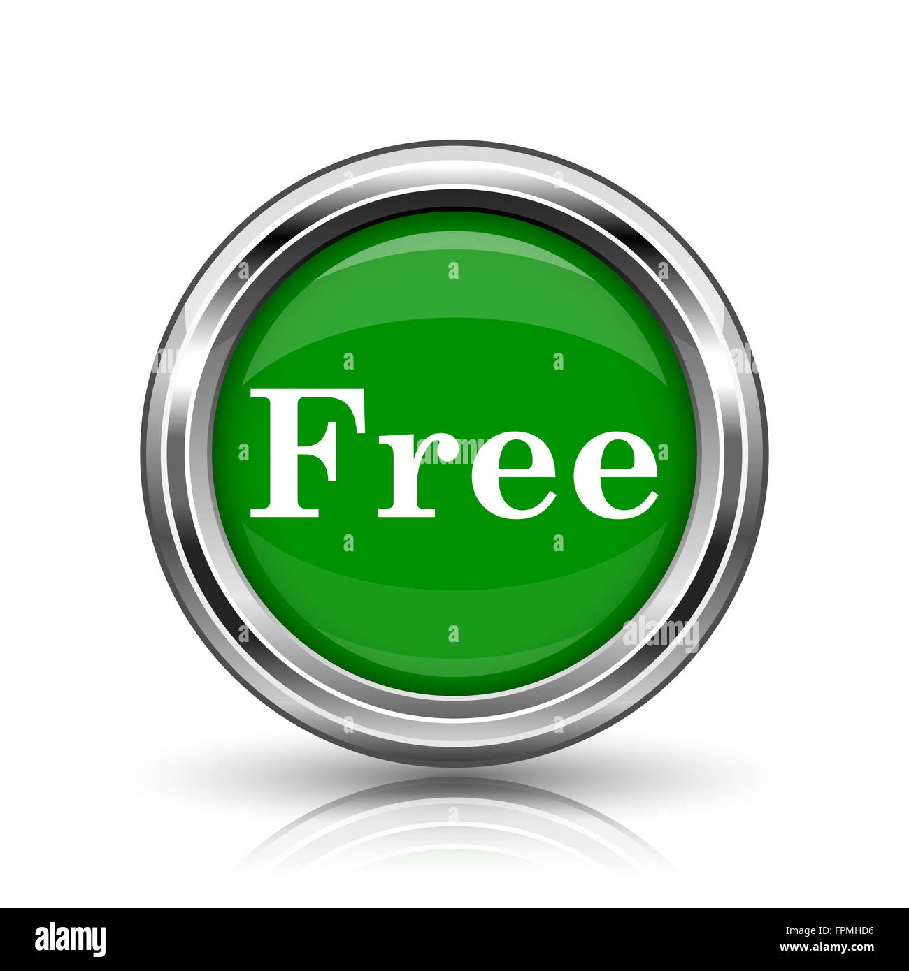 Free icon. Metallic internet button on white background Stock Photo - Alamy