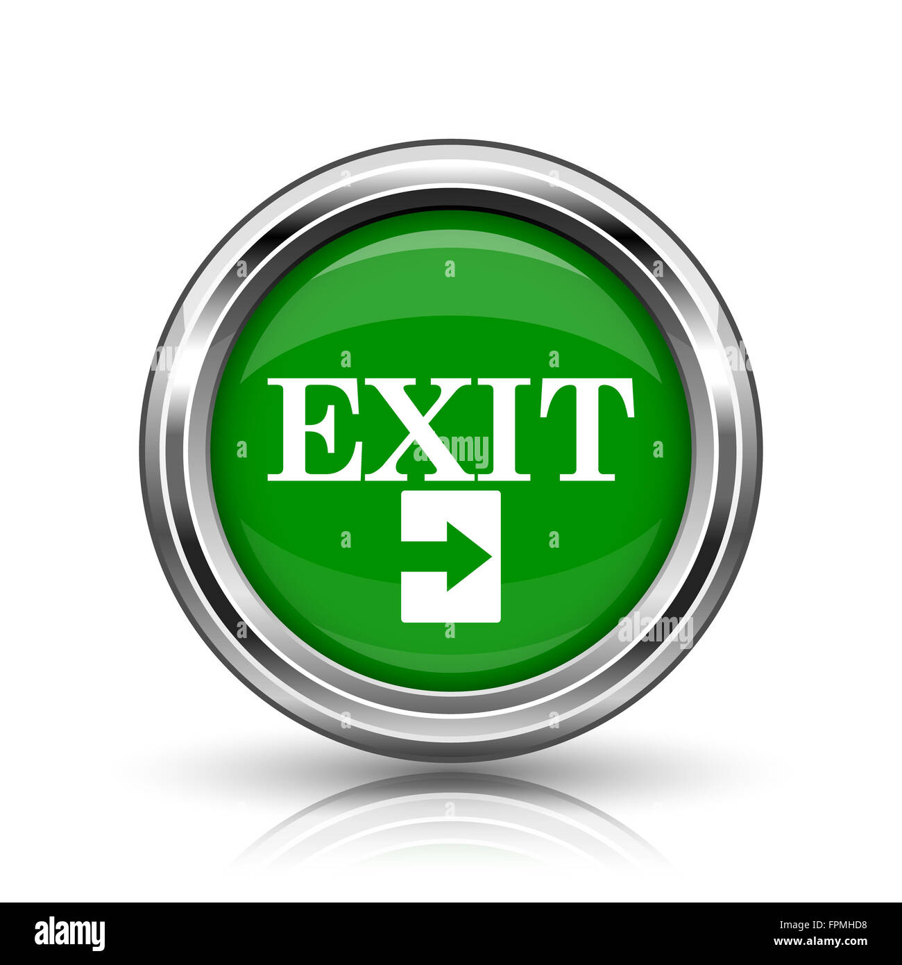 Exit icon. Metallic internet button on white background Stock Photo - Alamy