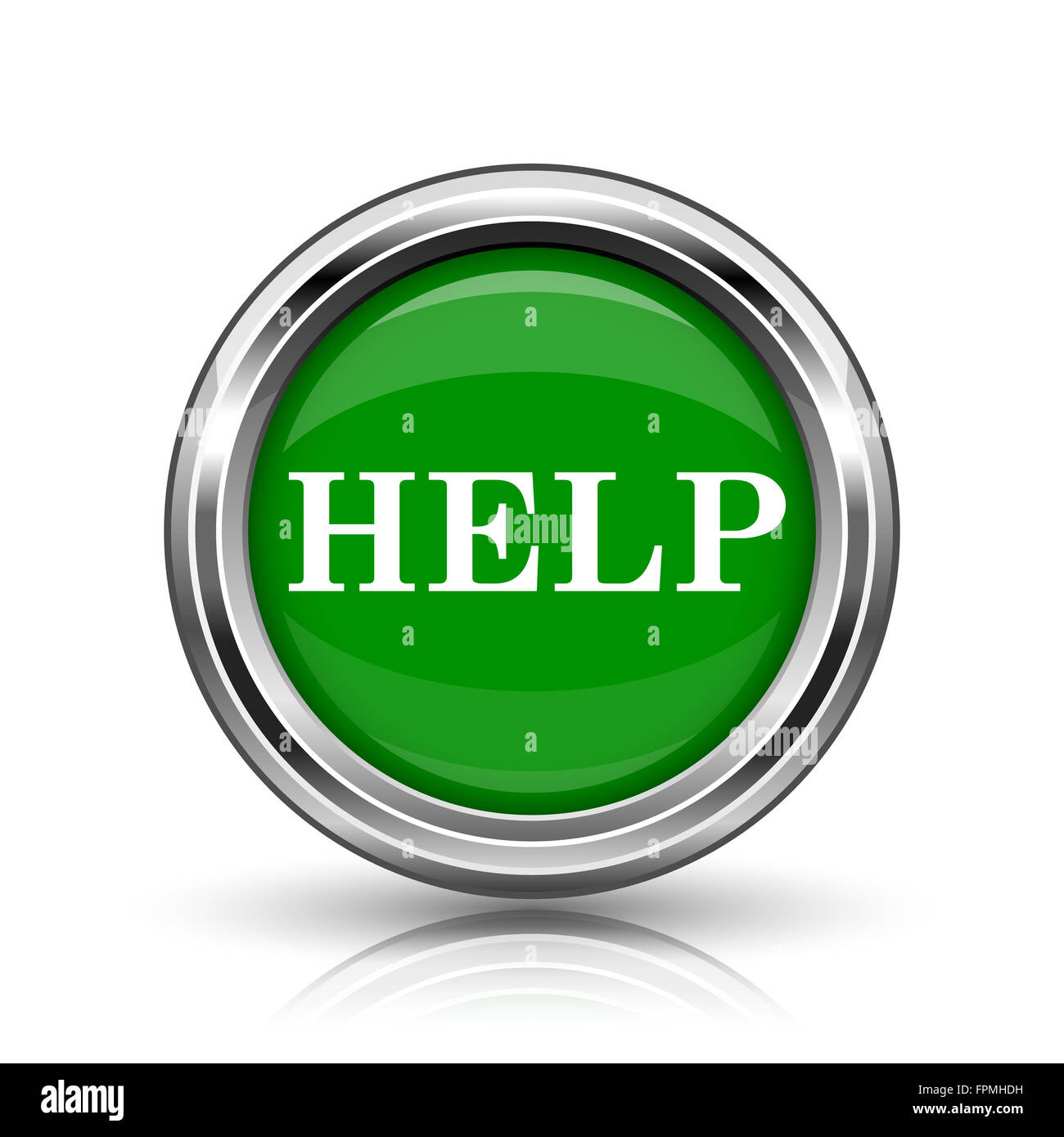 Help icon. Metallic internet button on white background Stock Photo - Alamy