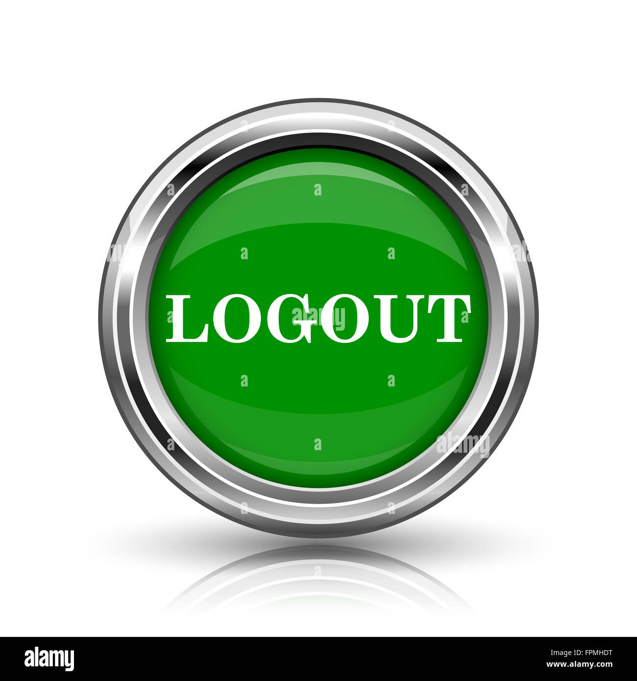 Logout icon. Metallic internet button on white background Stock Photo ...