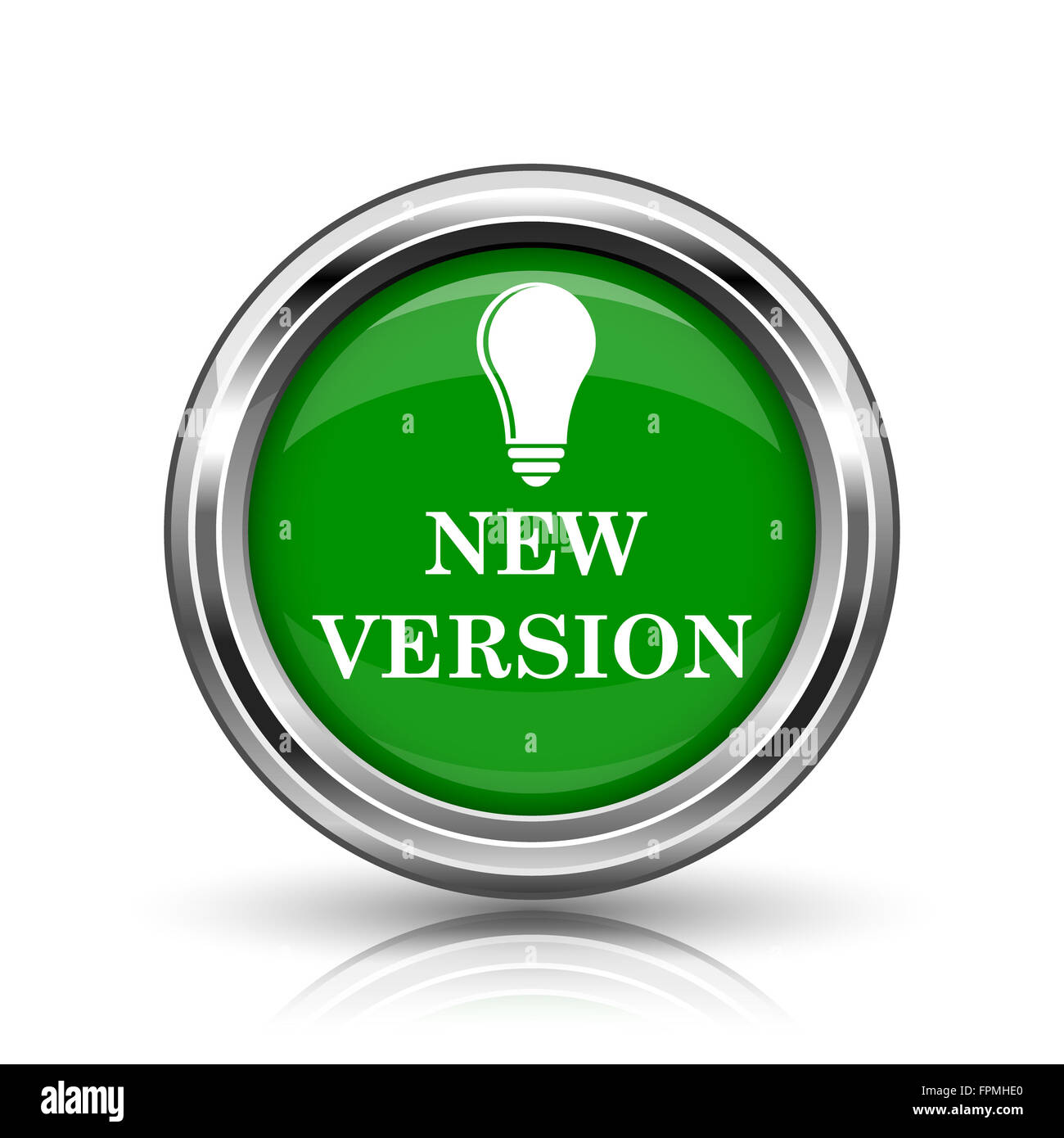 New version icon. Metallic internet button on white background Stock ...
