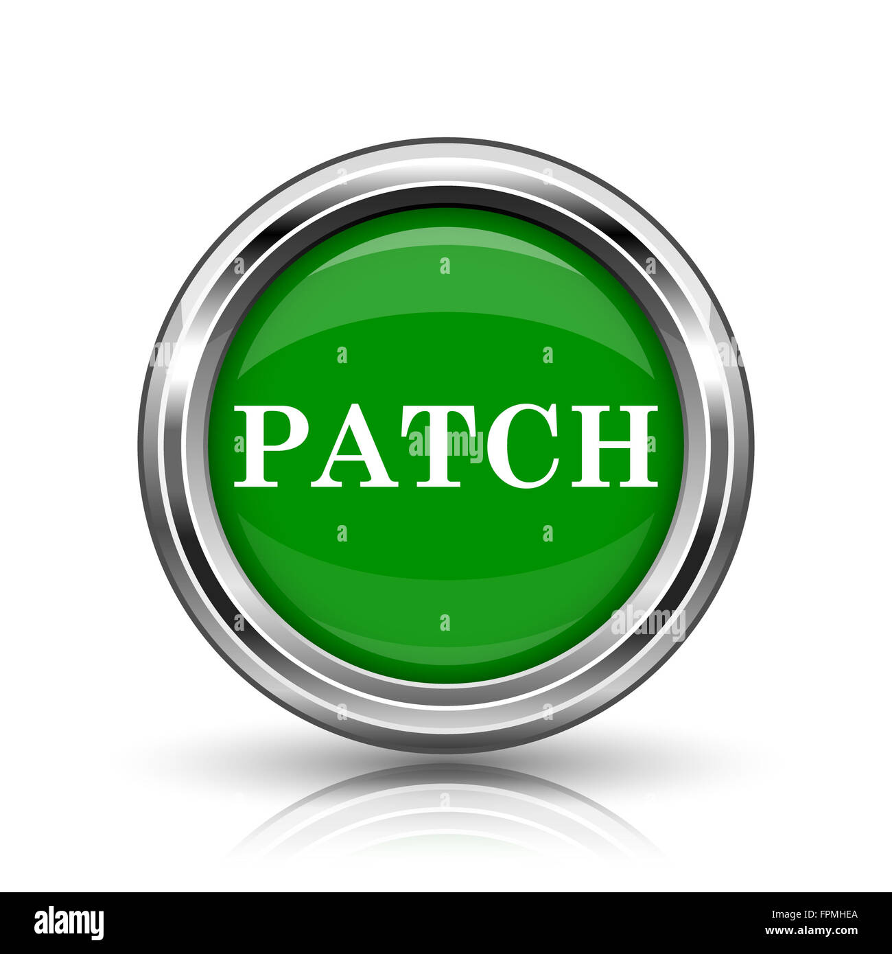 Patch icon. Metallic internet button on white background Stock Photo ...