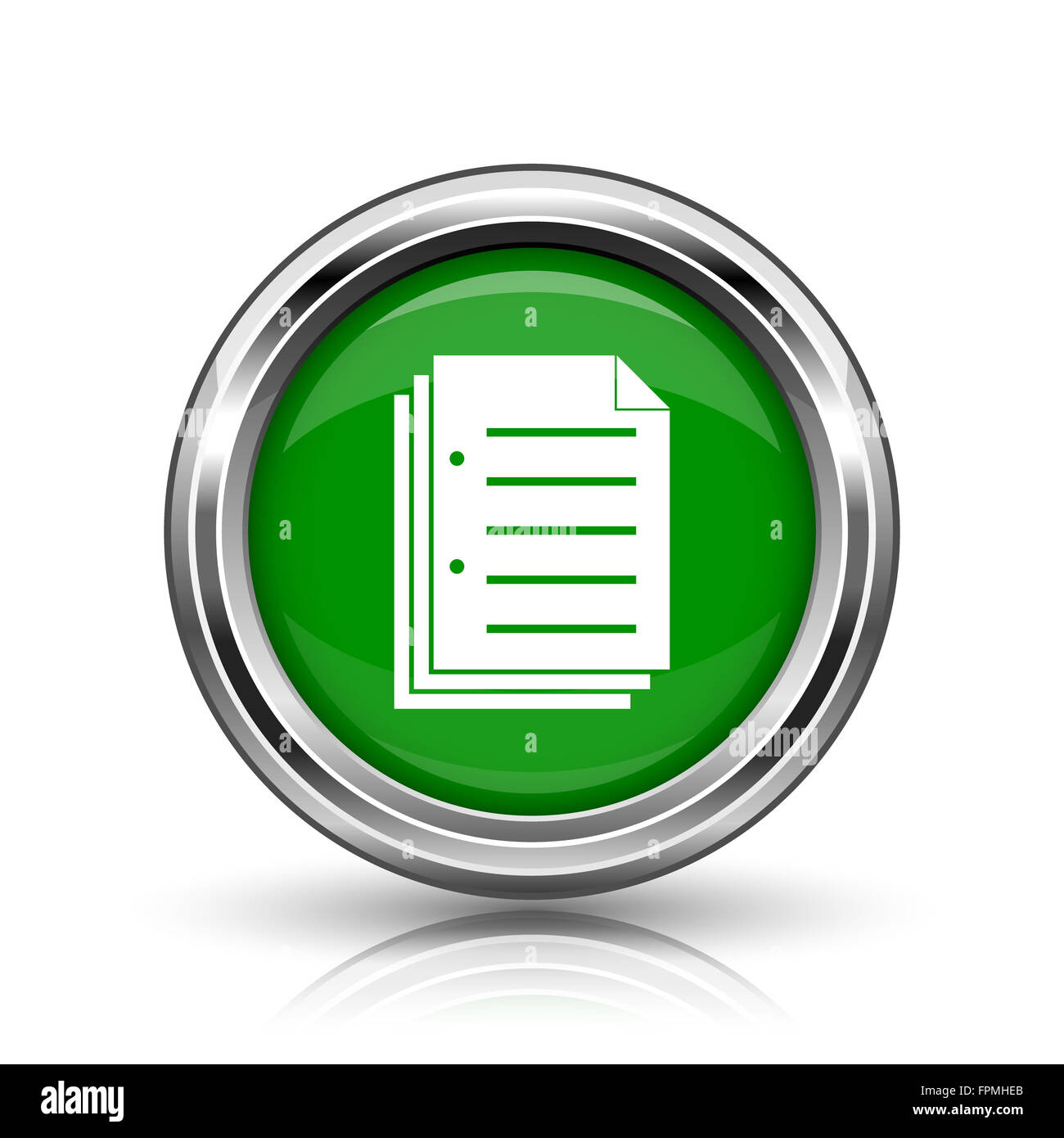 Document icon. Metallic internet button on white background Stock Photo ...