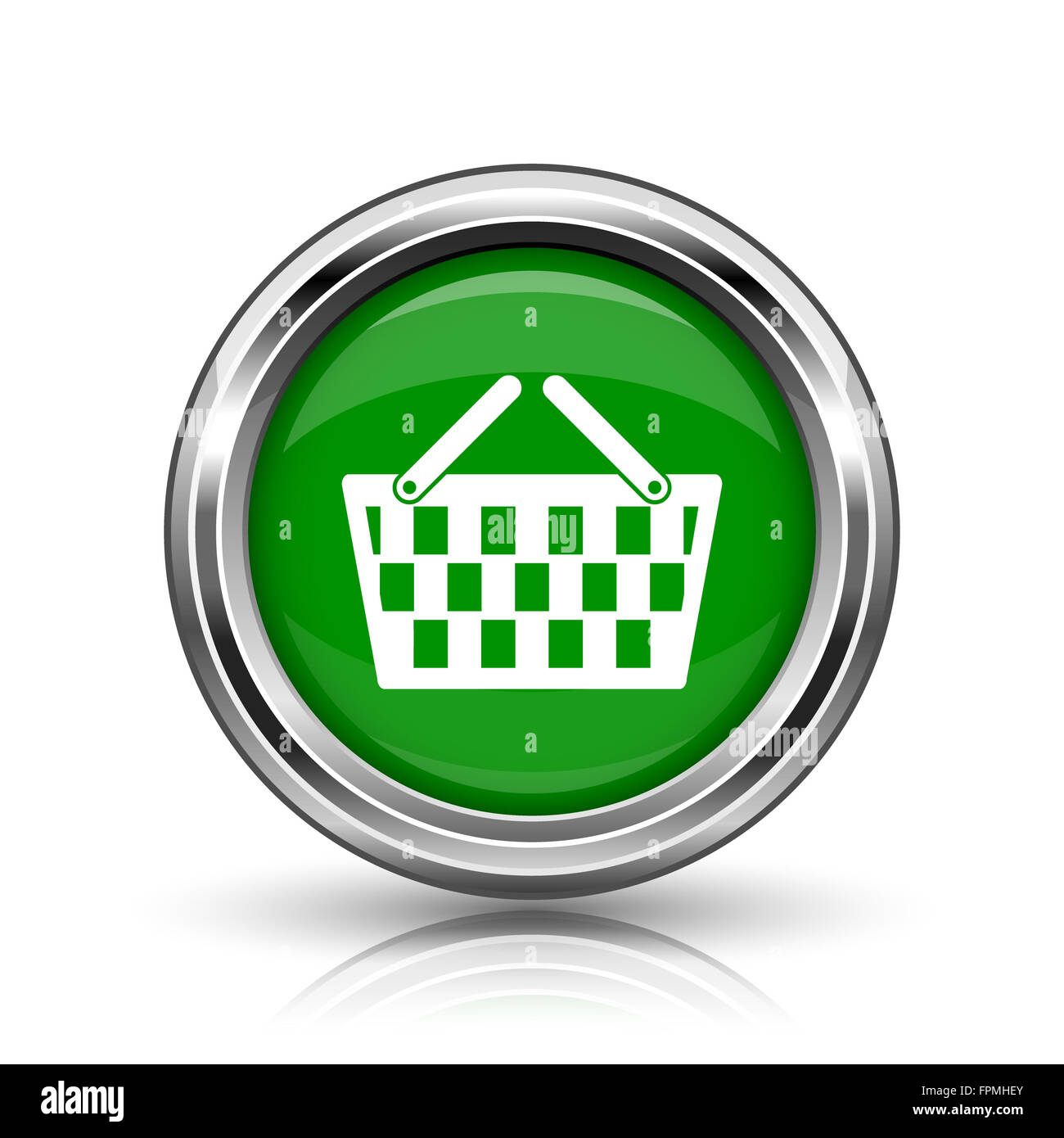 Shopping basket icon. Metallic internet button on white background ...
